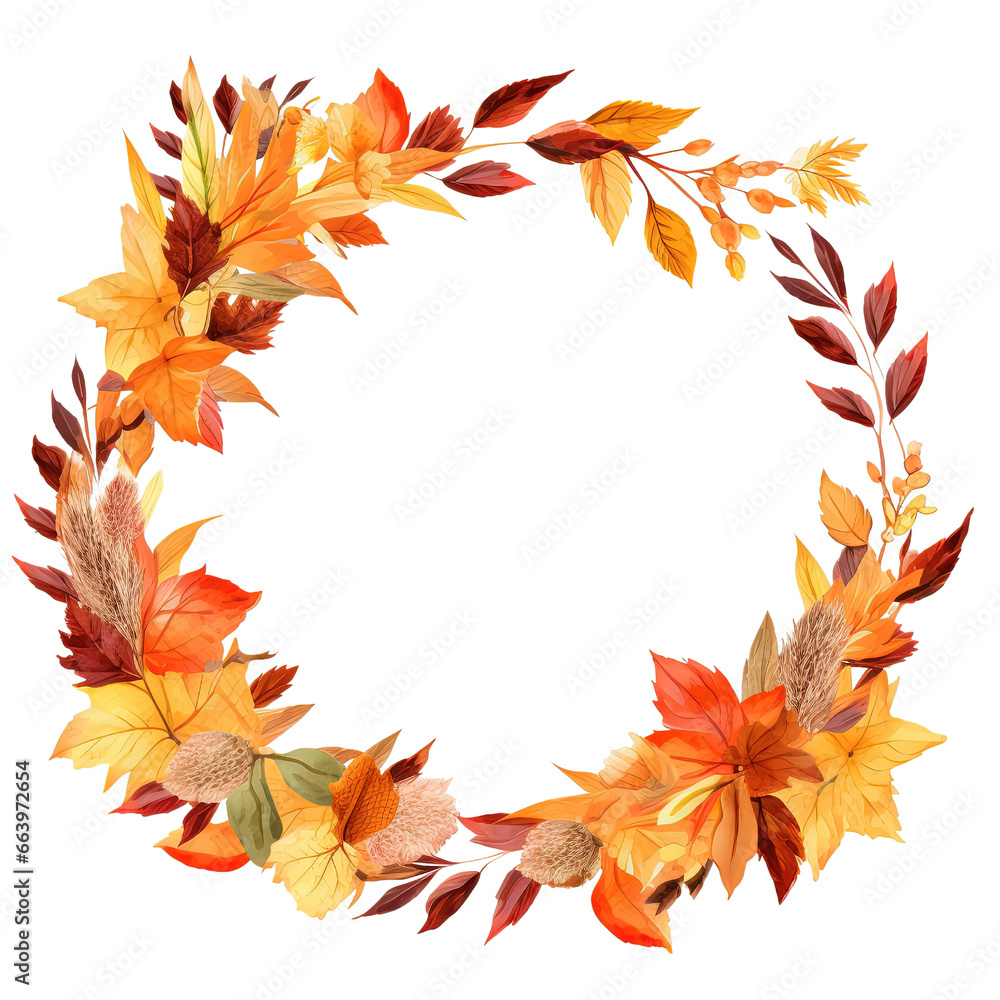 Fall Autumn Thanksgiving Photo Frame Wreath Border PNG Clipart ...