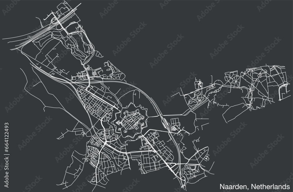 Detailed hand-drawn navigational urban street roads map of the Dutch ...