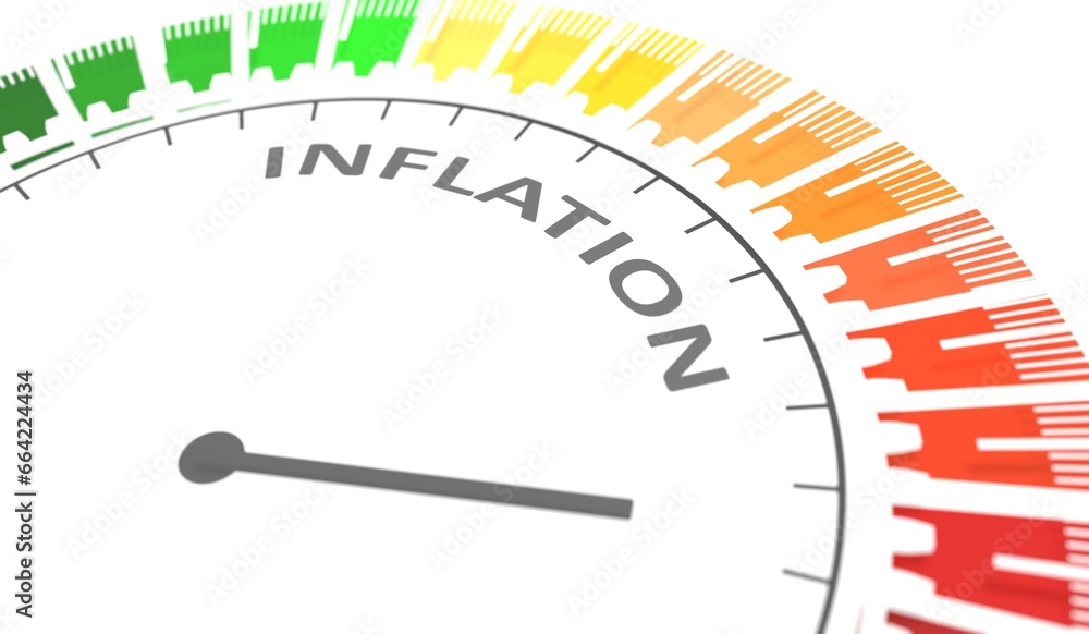 Inflation level on measure scale. Instrument scale with arrow ...