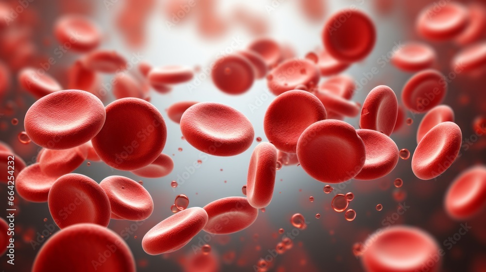 ภาพประกอบ Stock Red blood cells under microscope, scientific ...
