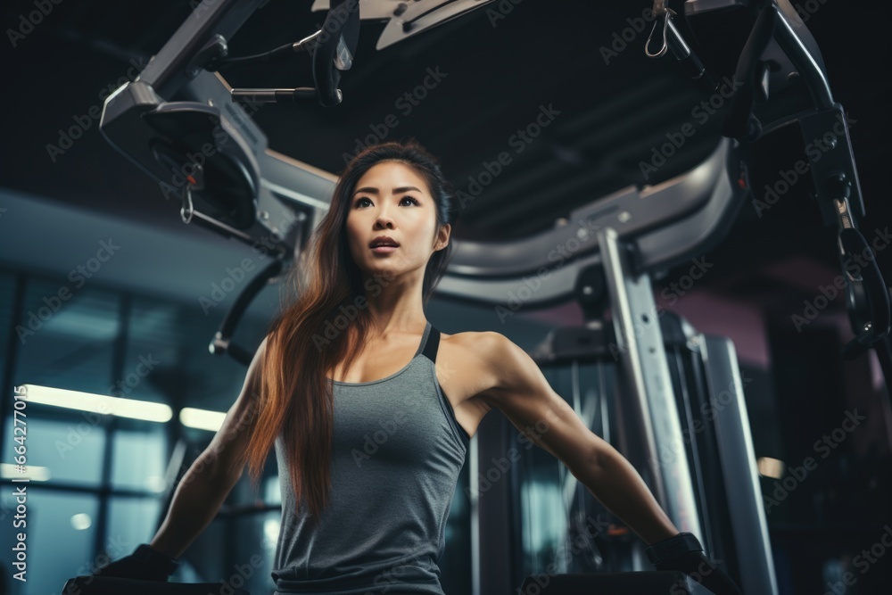 Photo Stock Female Body Builder in the Gym. Fictional characters ...