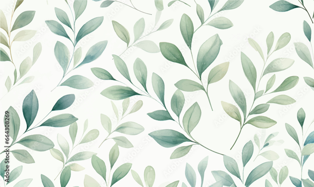 watercolor background, texture, green leaves Stock Vector | Adobe Stock