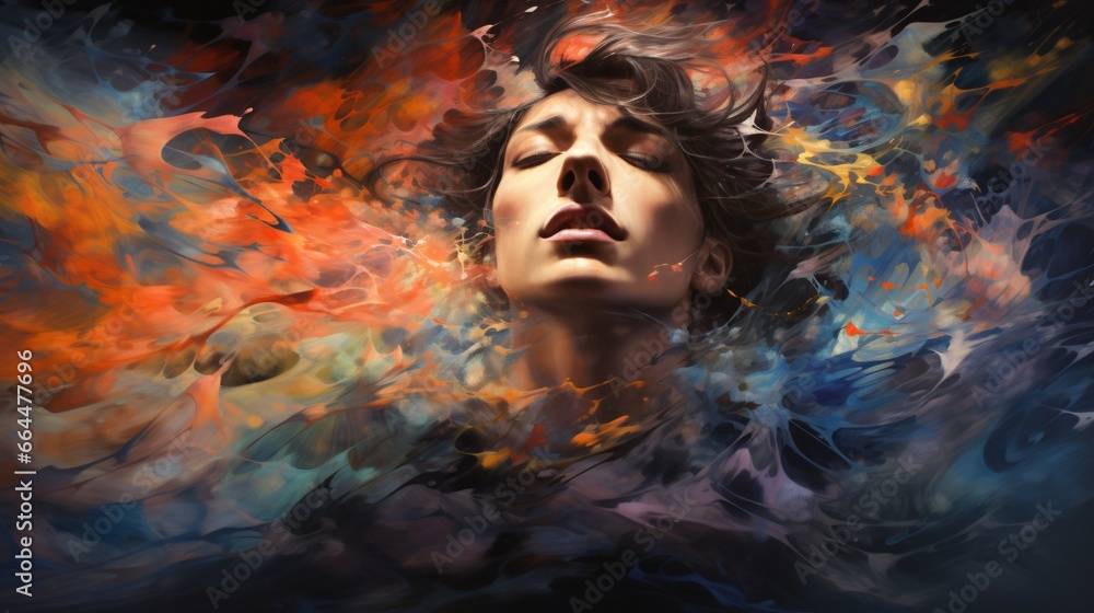 Anxiety's tumultuousness is illustrated in an abstract painting of ...