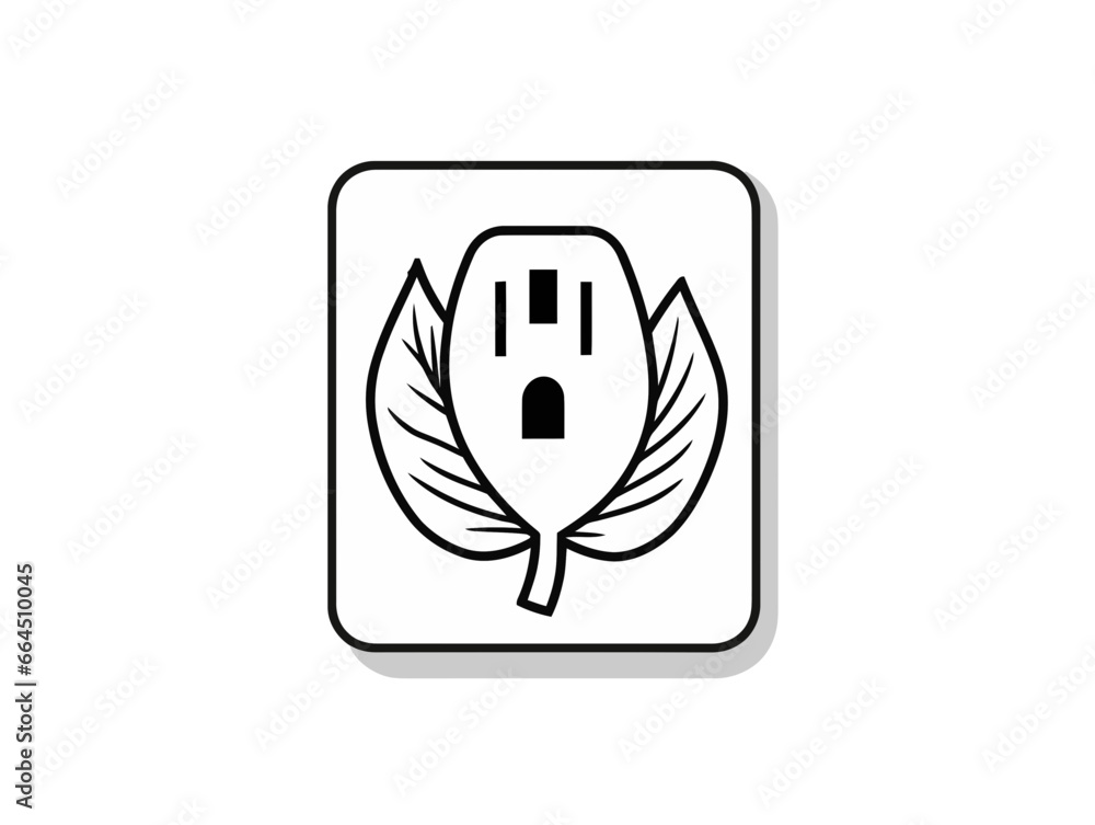 Doodle Power outlet with leaf, cartoon sticker, sketch, vector ...