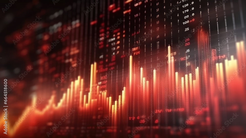 Stock Market Recession and Losses ,downtrend line graph on dark red ...
