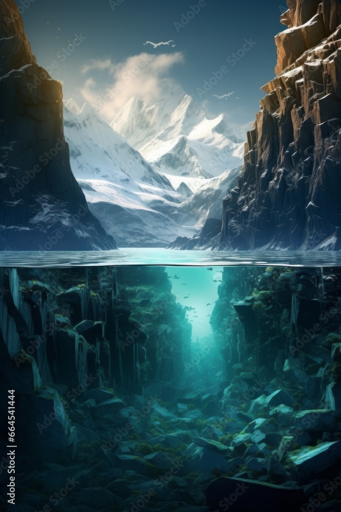 A captivating picture of a melting glacier, underlining the ...