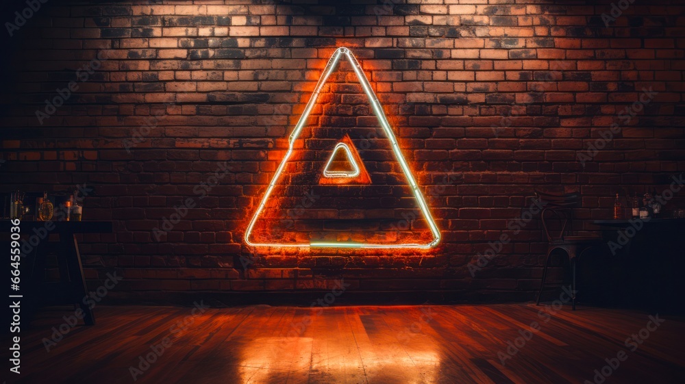 Neon sign with AA meeting markings in front of brick wall for ...