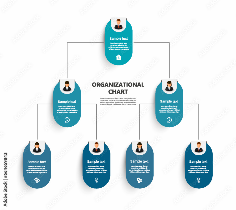 Organizational chart with business avatar icons. Business hierarchy ...