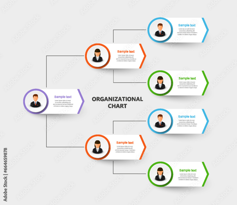 Organizational chart with business avatar icons. Business hierarchy ...