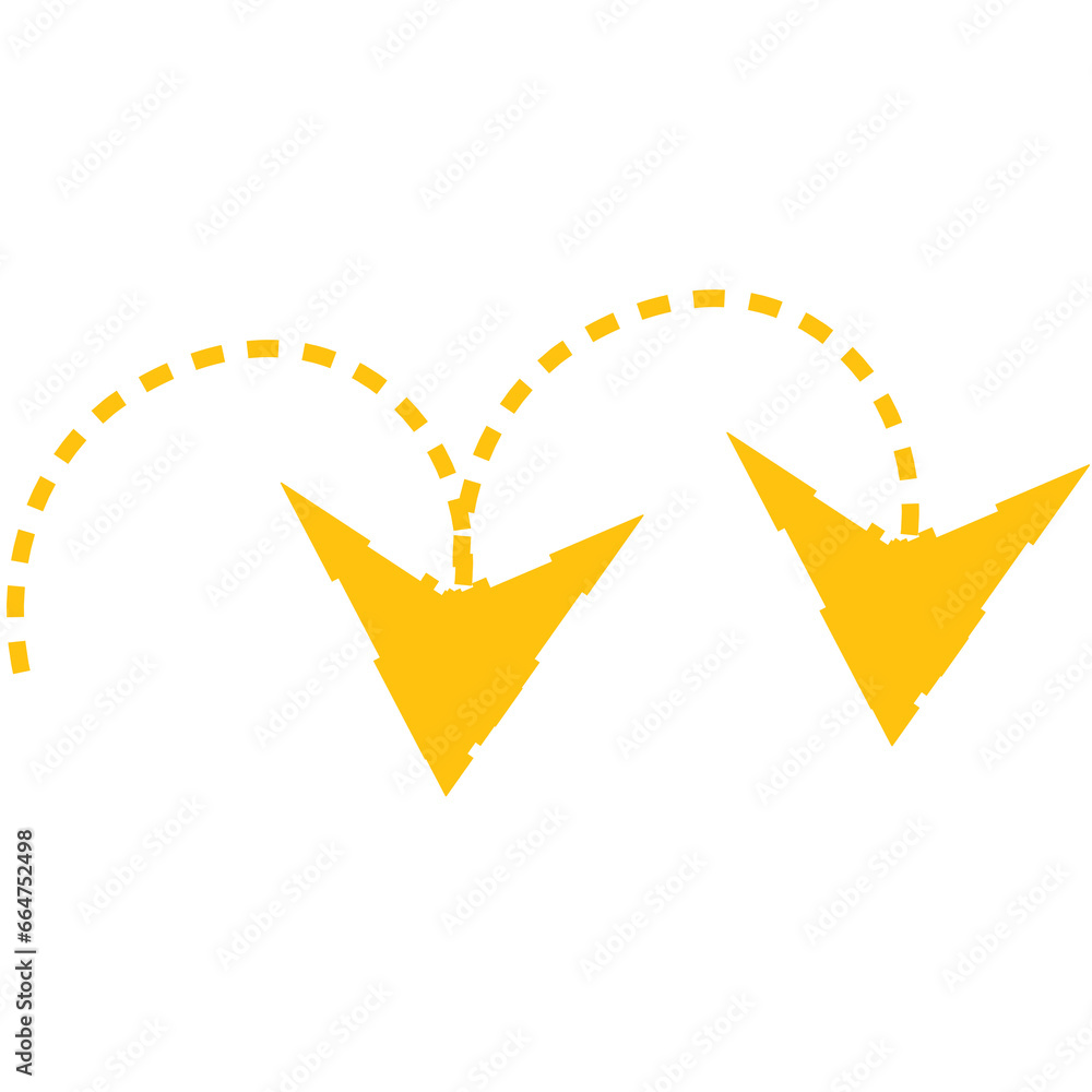 Digital png illustration of two yellow wrapped down arrows on ...
