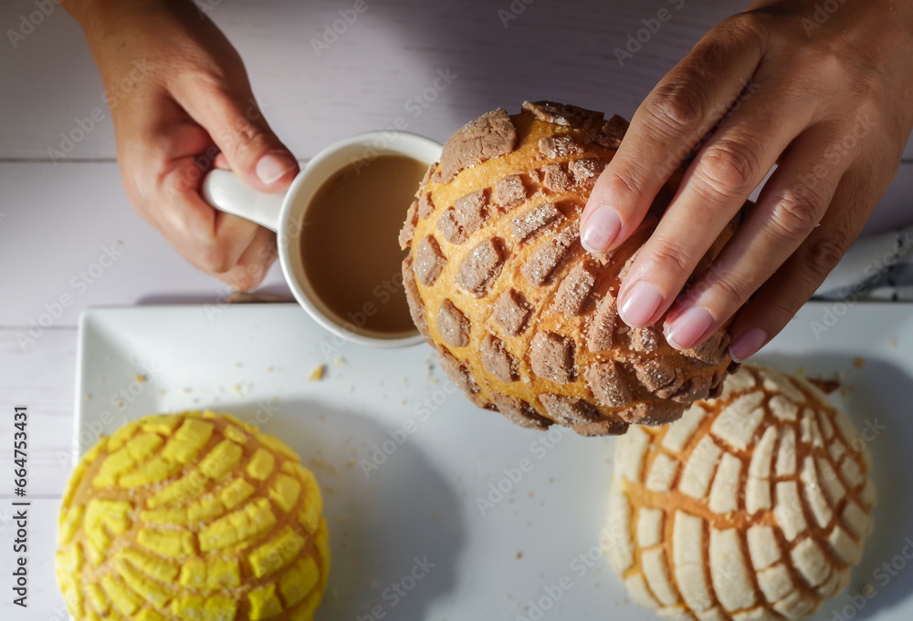 Hands of Mexican Hispanic woman. Concept of taking food with hands or ...
