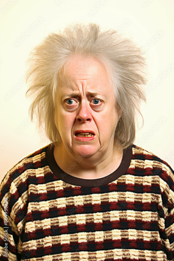 Unusual looking woman with voluminous, messy hairstyle. Stock Photo ...