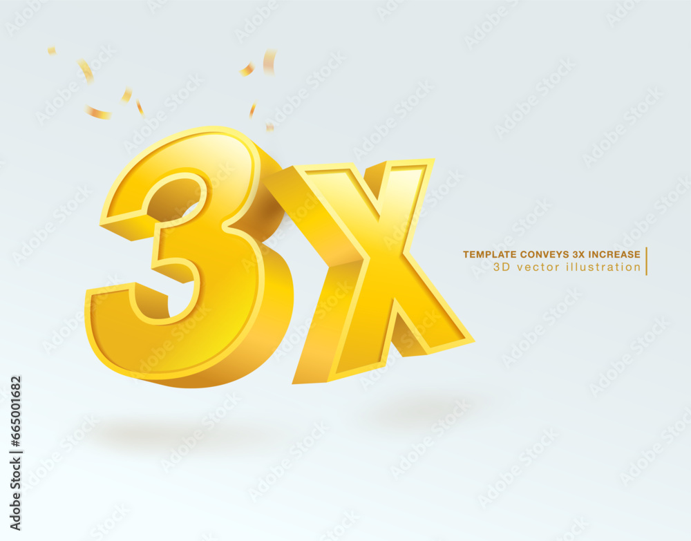 3x yellow number symbols. 3D vector illustration template. Isolated on ...