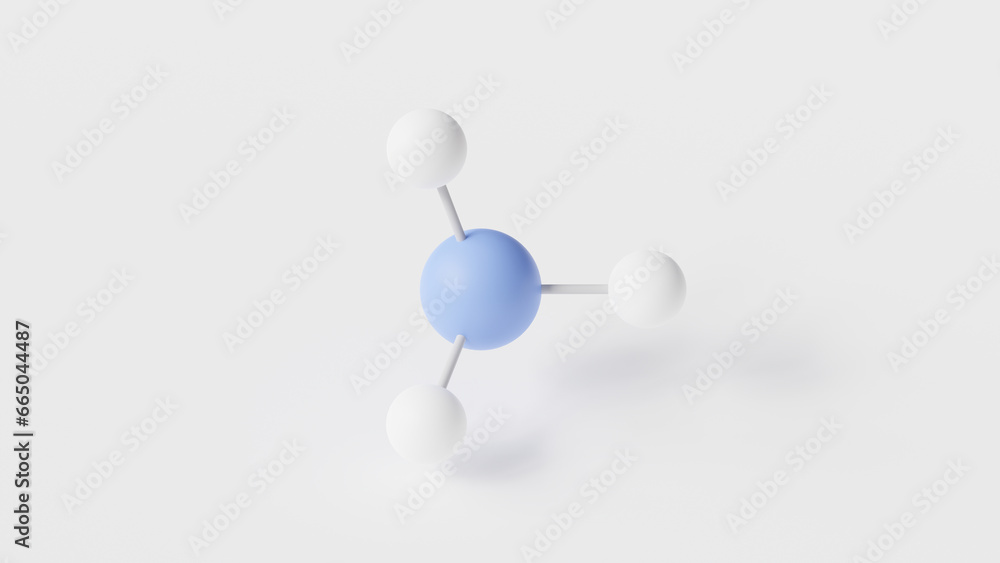 ammonia molecule 3d, molecular structure, ball and stick model ...