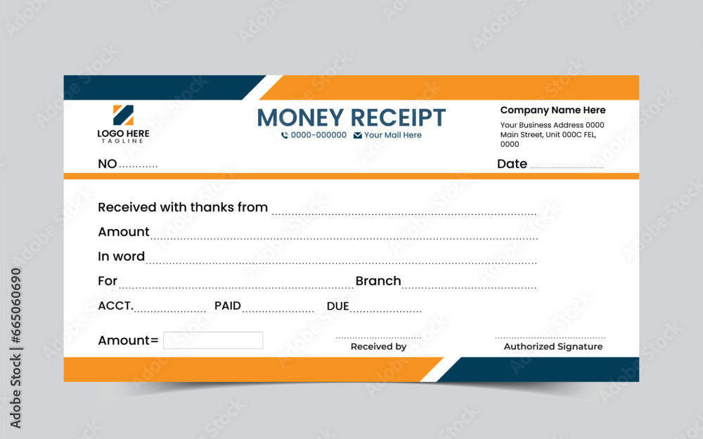 Modern corporate money receipt book design template. sell receipt Stock ...