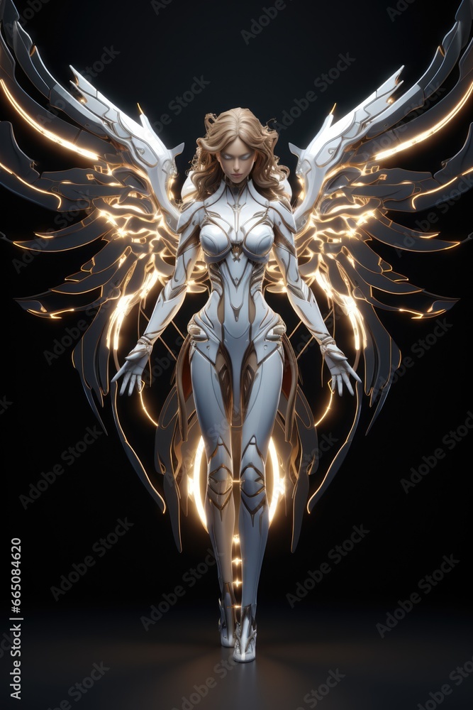 Isolated black background. White angel wings. Angel, archangel, angel ...