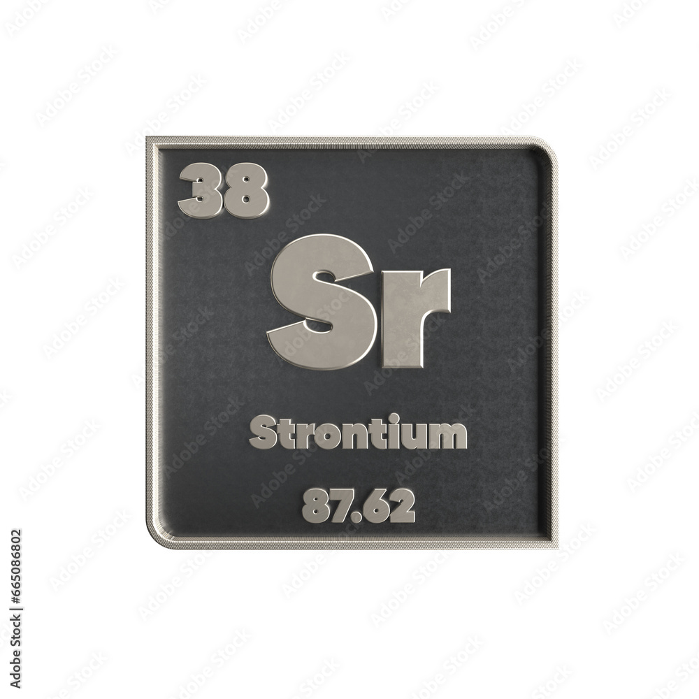 strontium chemical element black and metal icon with atomic mass and ...
