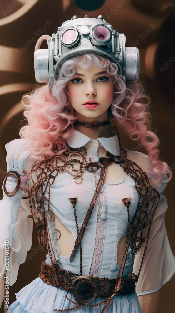 Top model Girl, full body, Steampunk, Mechanic Pirate Style Dress in ...