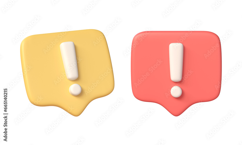 3d exclamation mark icon in cartoon style.warning icon. beware, beware ...