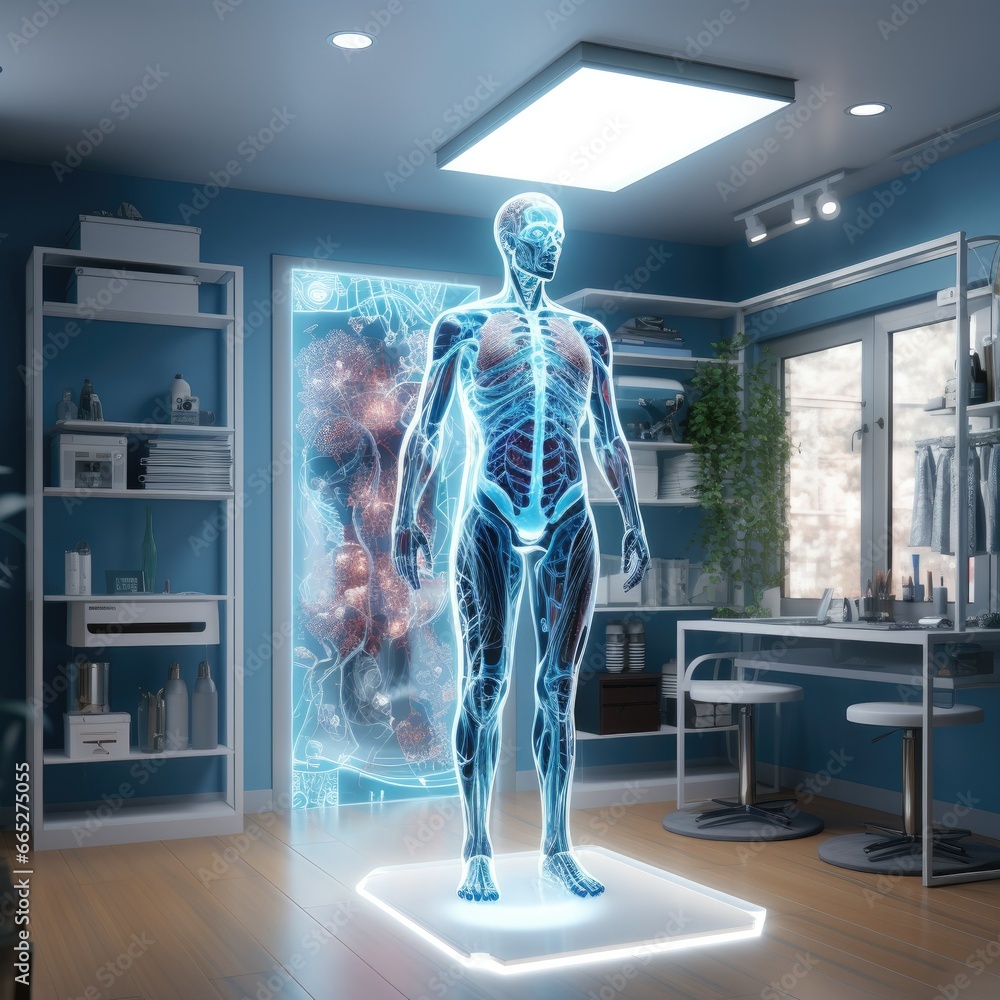 Medical Illustration Human Body Transparent Blue Model Digitally ...