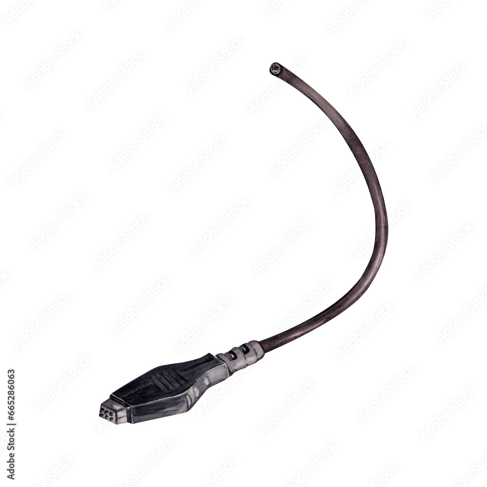 Black cable. Computer part. Video game console cord from era 80s 90s ...