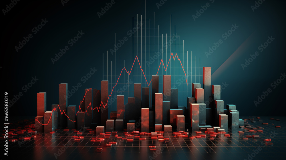 Stock market crash background design. Financial data analyze. Red bar ...