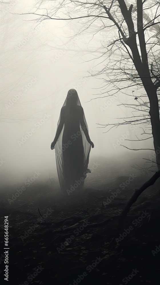 Apparition in the Mist Witch: A witch's figure barely visible through ...