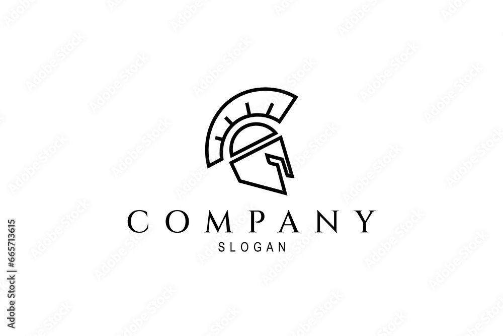 spartan line art illustration logo design Stock Vector | Adobe Stock