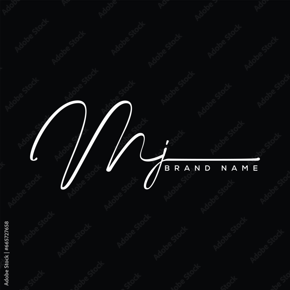 MJ letter beauty handwriting vector logo. Stock Vector | Adobe Stock