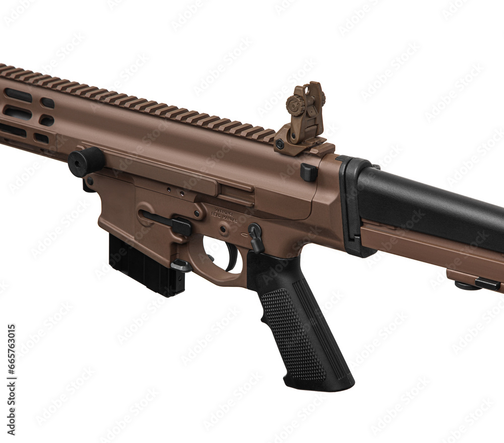 Modern brown automatic rifle. Weapons for police, special forces and ...