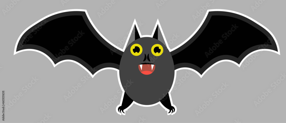Vector cute chubby bat animal cartoon sticker Stock Vector | Adobe Stock