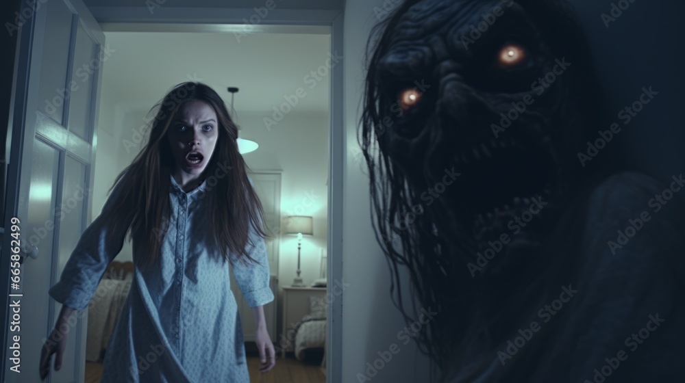 Stock-Foto „Unsettling looking human-like creature haunting girl's ...