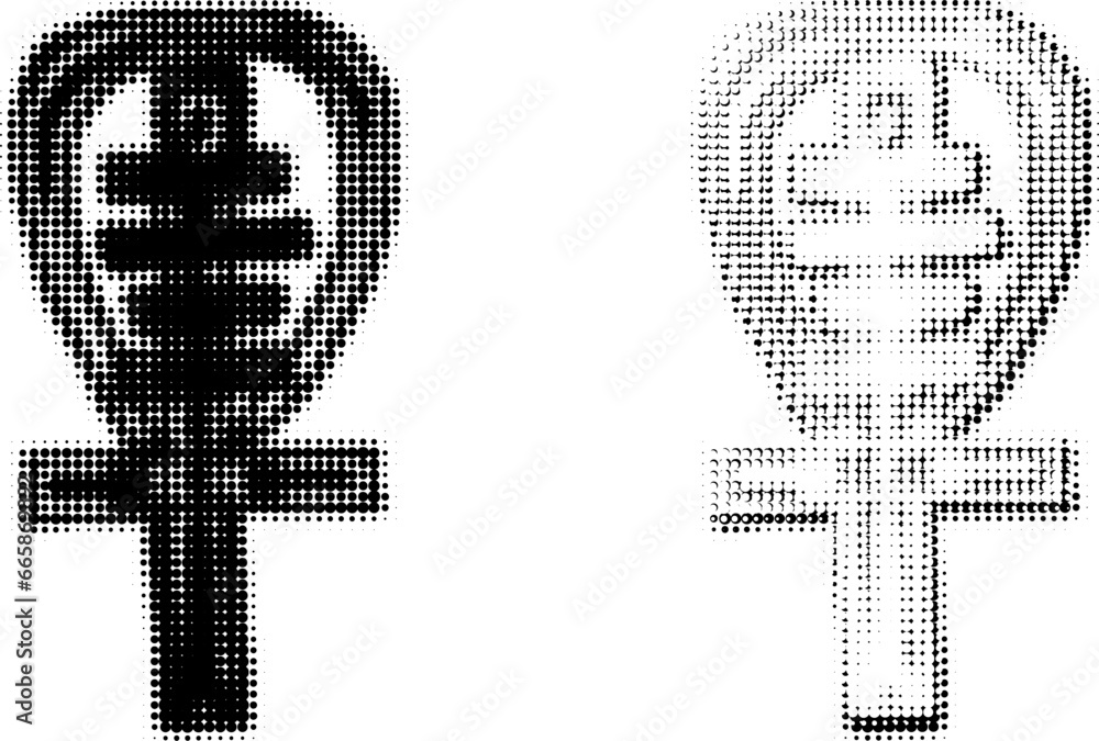 Dotted halftone execution of the Key of Life in Egyptian mythology ...