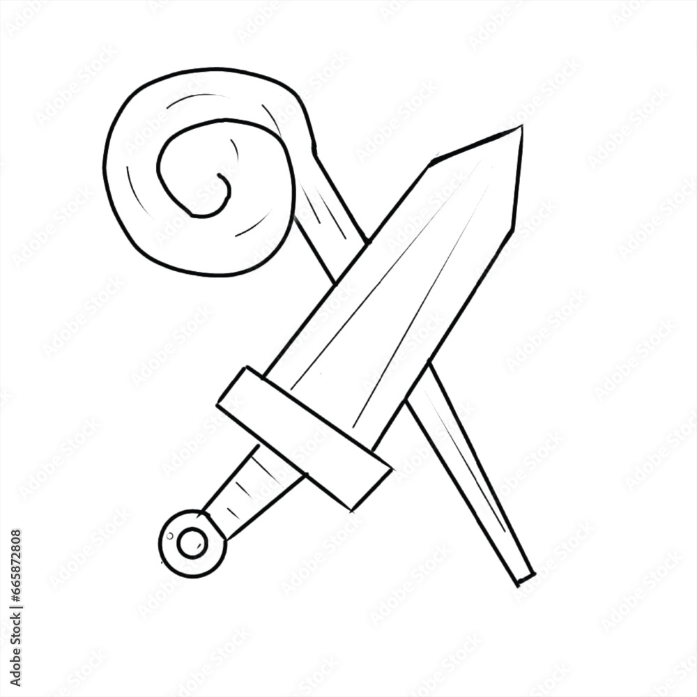 sword and staff symbol in adventure Stock Vector | Adobe Stock
