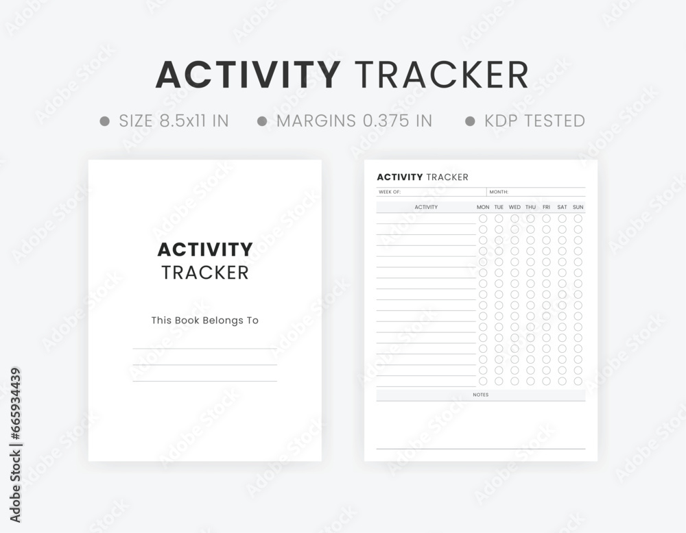 Printable Weekly Activity Tracker Log Book Template Design. Minimalist ...