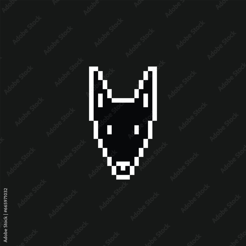 this is animal face icon use 1 bit style in pixel art with white color ...