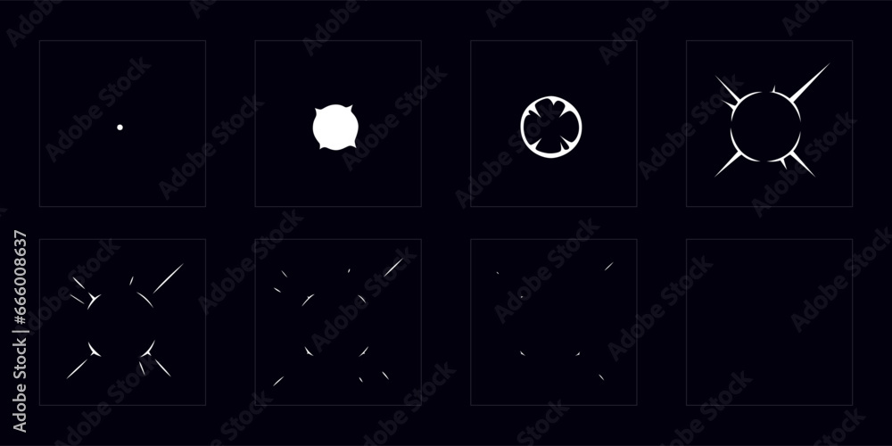 Shine light FX animation frame. Shine effect sprite sheet for video games, cartoon, advertising ...