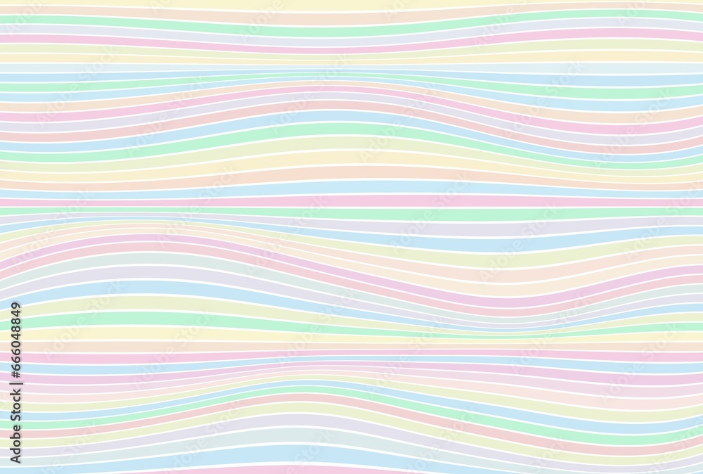 Colourful wallpaper, wavy horizontal lines of many colours, pastel ...