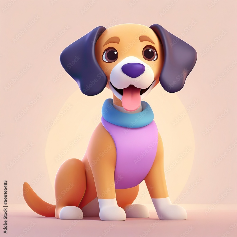 Dog 3d model realistic full body in front view with cartoon style Stock ...