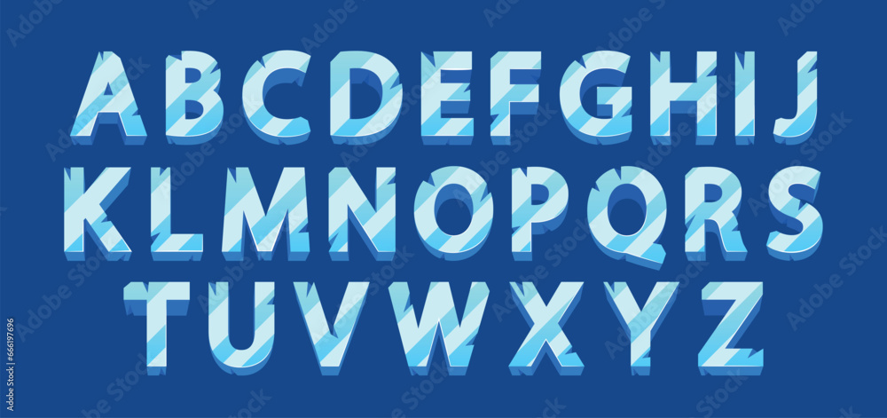 Cartoon Ice Font Exudes An Icy, Crystalline Aesthetic, With Sharp ...