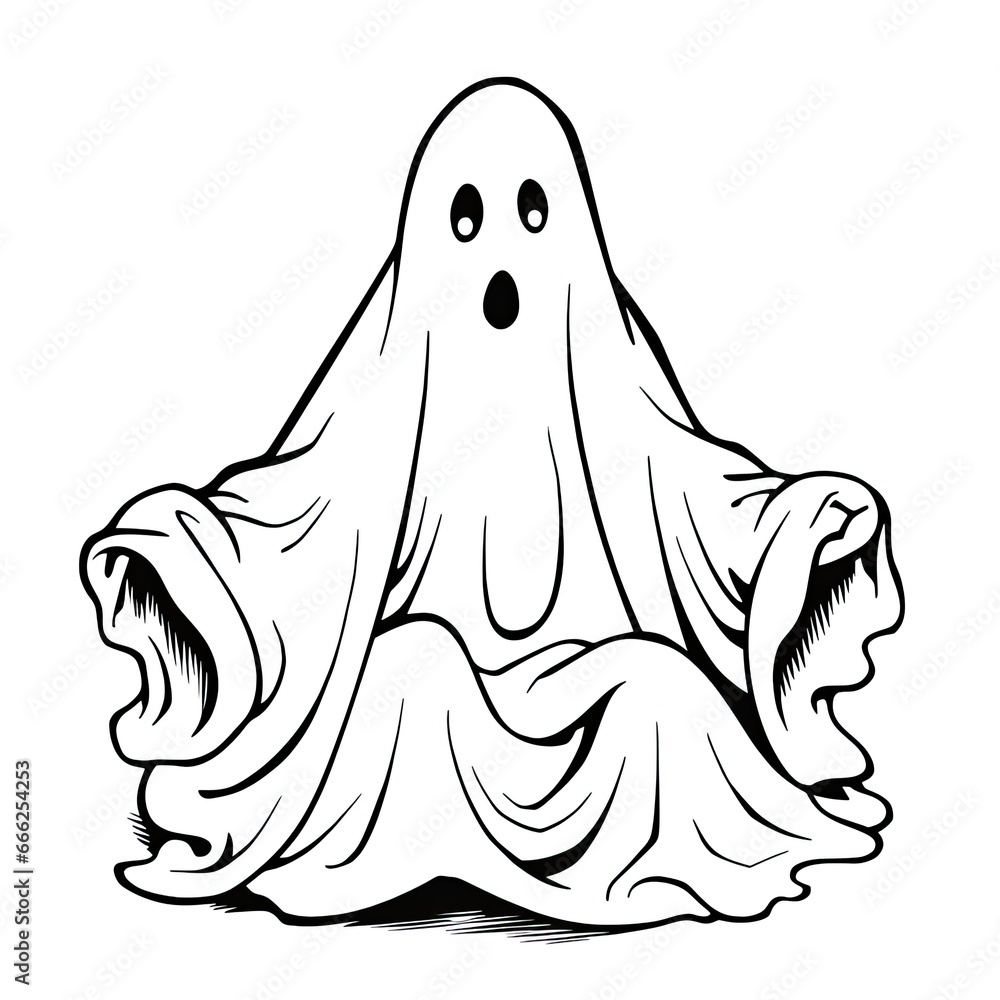 ghost spirit simple children coloring page Halloween cute white ...
