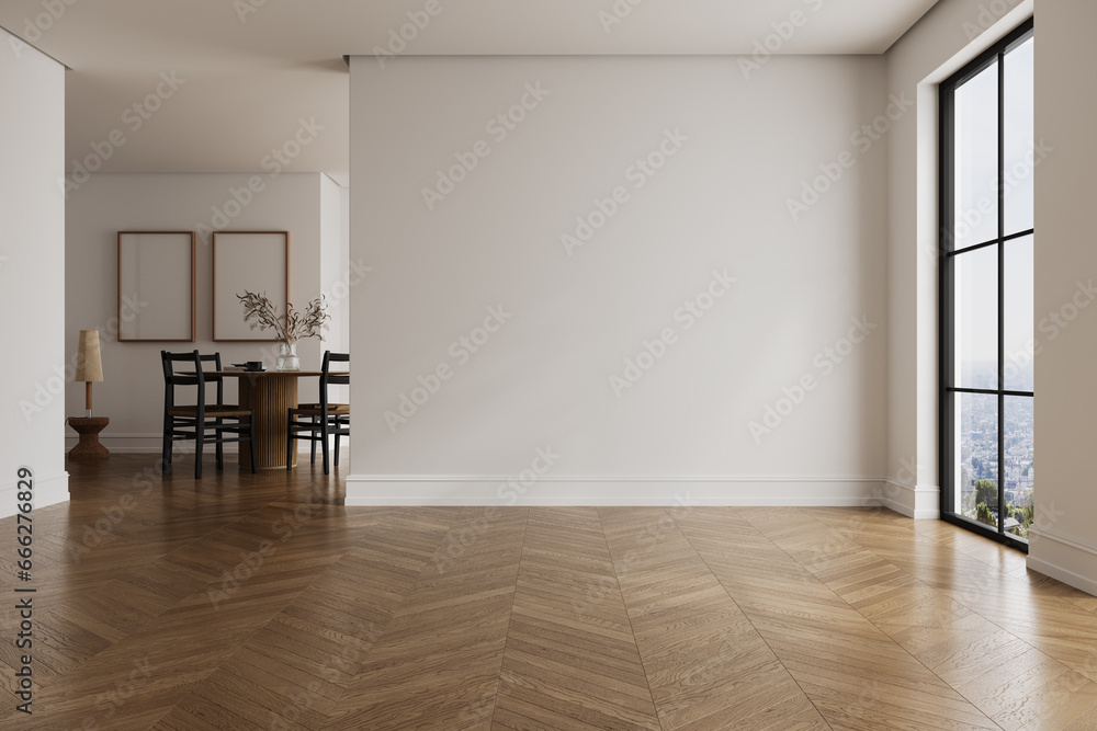 Modern bright interior empty room , table with chairs. Mock up ...