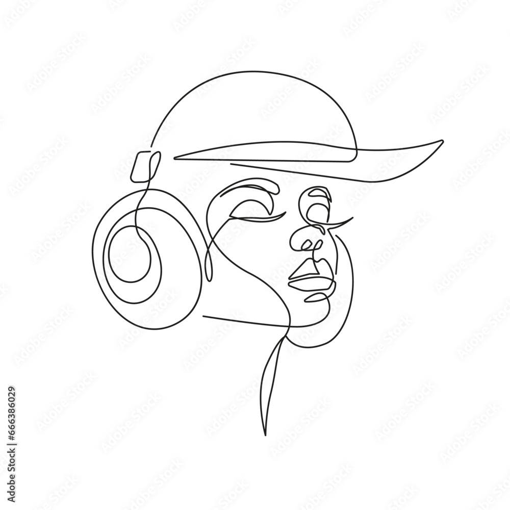 Image vectorielle Stock Woman Face Continuous One Line Drawing. Female ...
