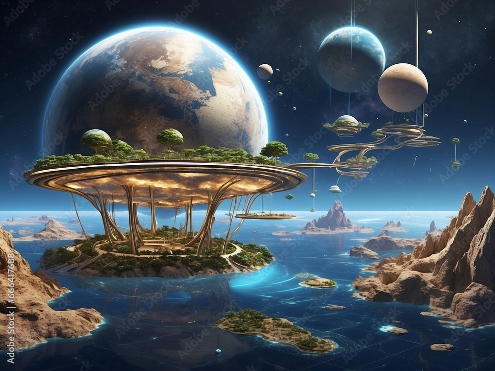 Journey Through Celestial Archipelago: Surreal Space with Islands as ...