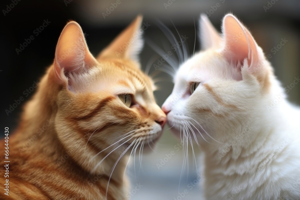 two cats touching noses Stock Photo | Adobe Stock