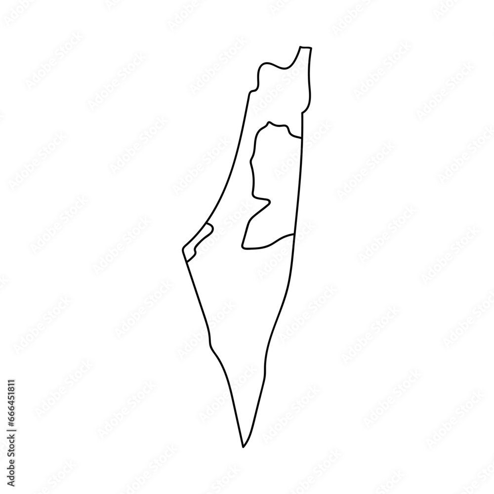 Boundary map of Israel-Palestine border. Vector. Stock Vector | Adobe Stock