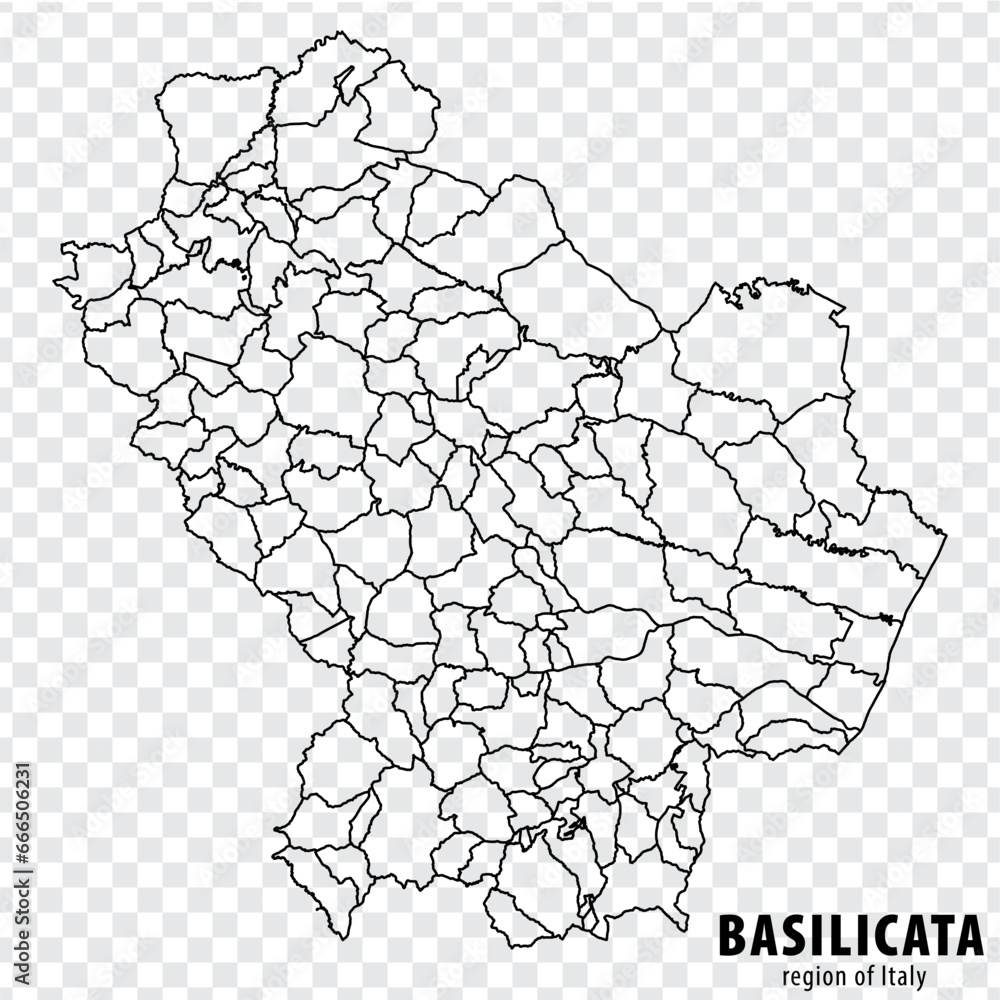 Blank map Basilicata of Italy. High quality map Region Basilicata with ...