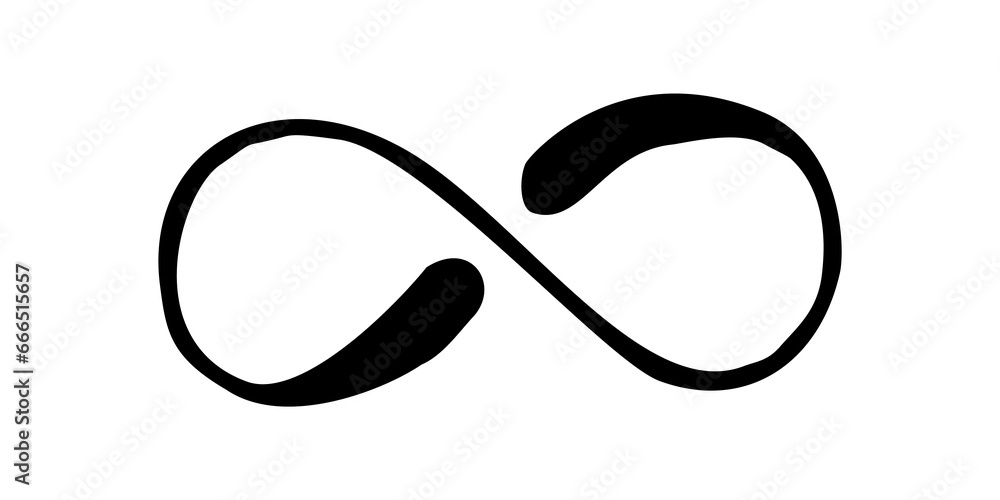 Infinity symbol hand drawn with ink brush. Thin line scribble icon ...