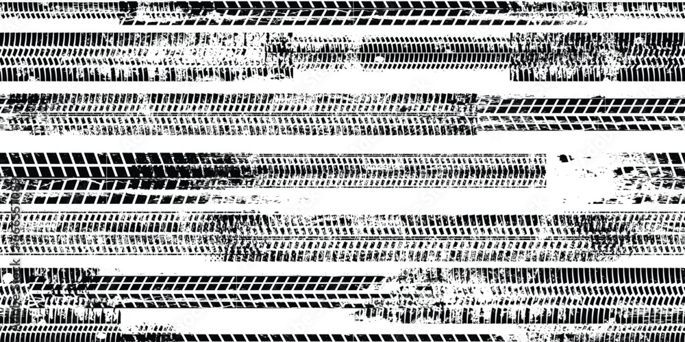 Tire track seamless pattern. Grange tread marks .Grunge textured vector ...