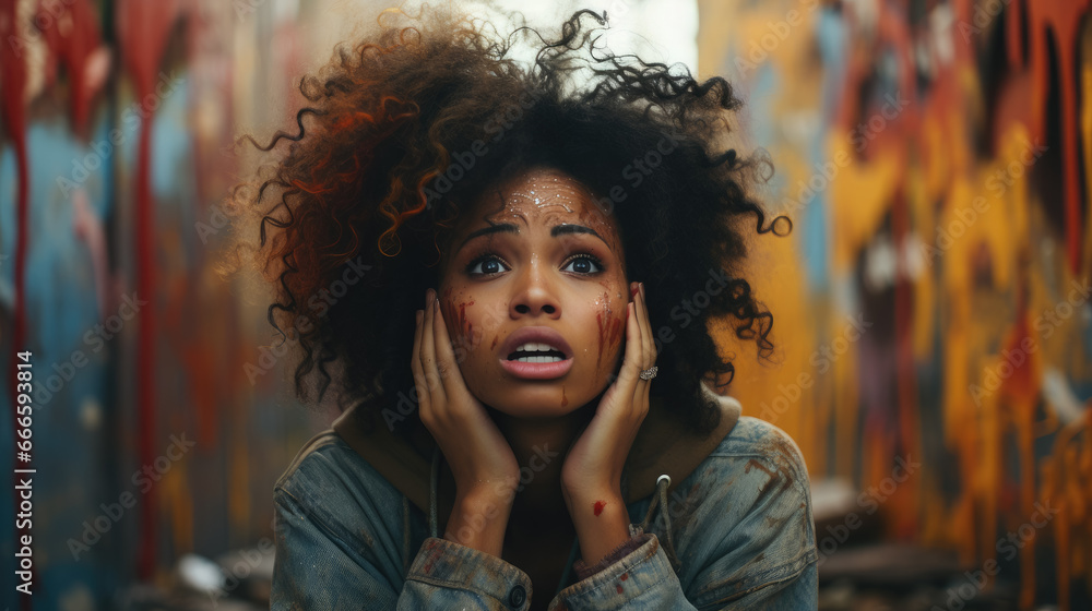 Stock-Illustration „upset black young woman grieving and covering her ...